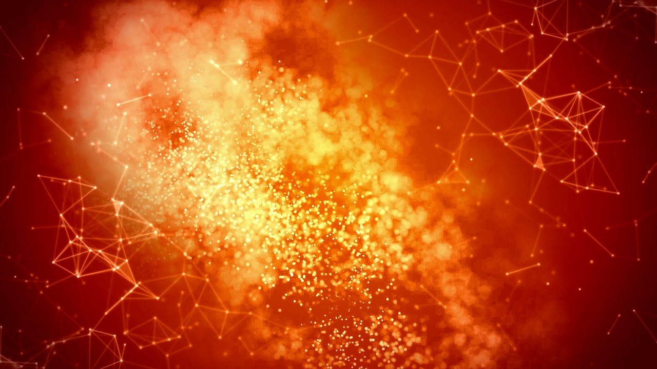 Abstract Fire Background With Flying Triangles, Dots And Dynamic Wave ...