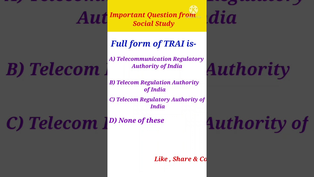 TRAI Full form || Tripura TET-II Exam|| Social Study || Understanding ...