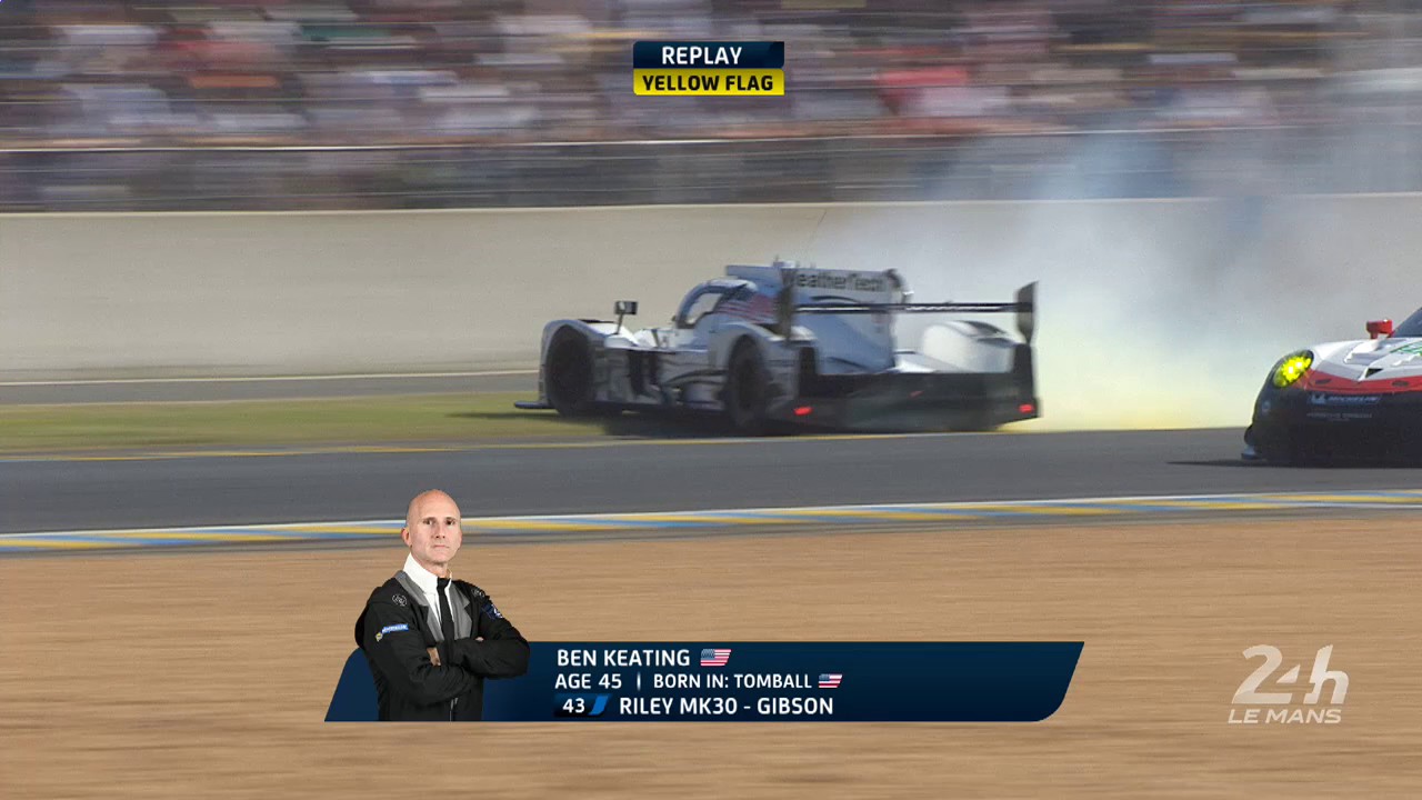 24 Heures du Mans 2017 - 18 heures, la Riley Mk.30 #43 est victime d ...