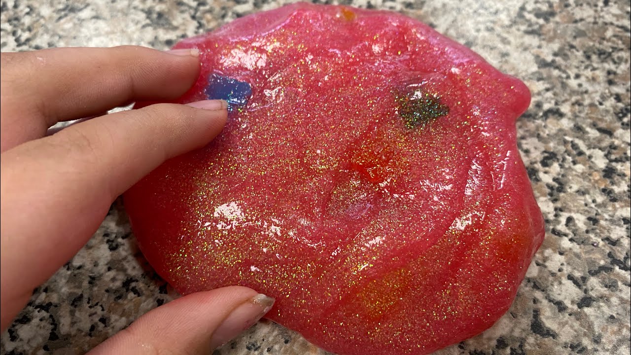 DlY How to Make the Red with Glitter Slime into Circle | Slime ASMR ...
