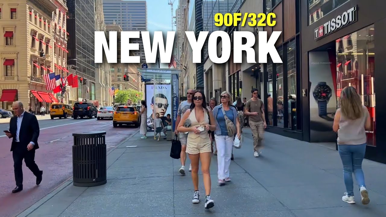 NYC LIVE Midtown Manhattan Heat Wave, Central Park, Times Square, 5th ...