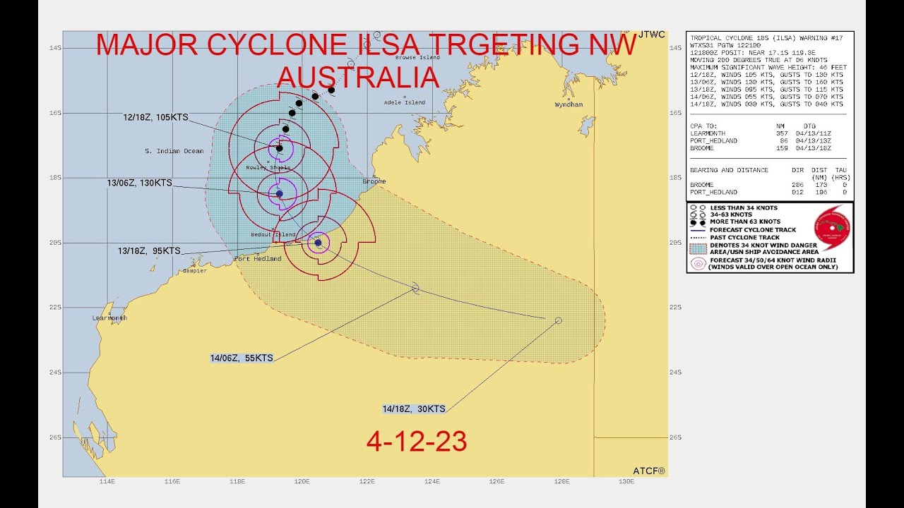 Major Cyclone ILSA Takes aim at NW Australia { 4-12-23 } - YouTube