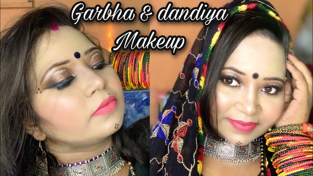 Navratri/Garbha/ dandiya makeup||गरबा मेकअप||Durga Pooja look||festival ...
