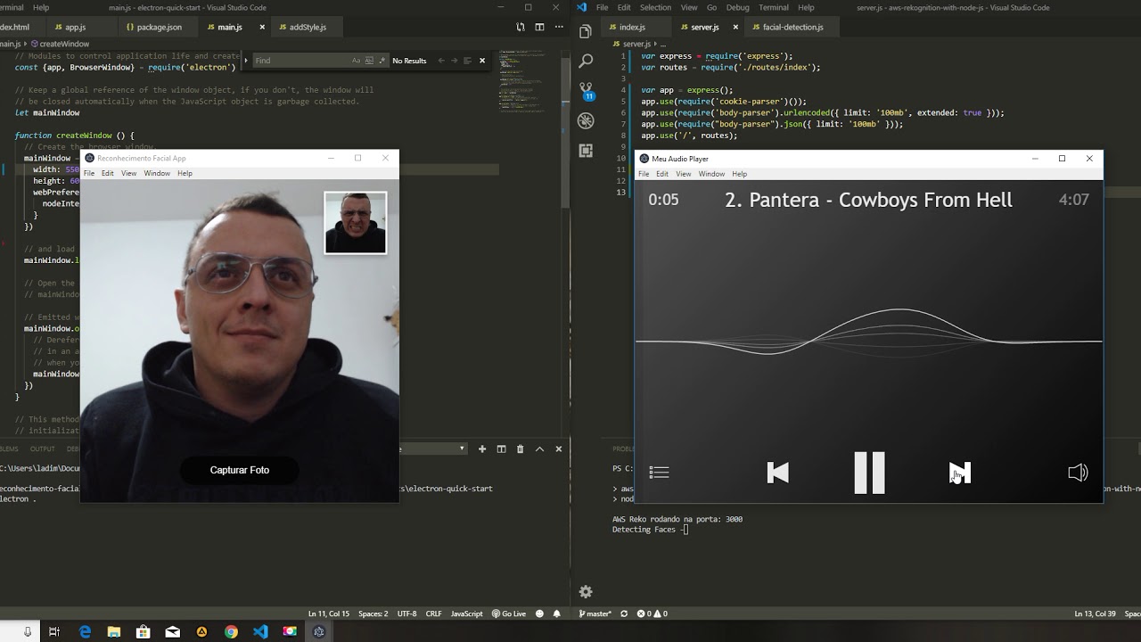 Node.js MP3 player usando reconhecimento facial com AWS Rekognition - YouTube