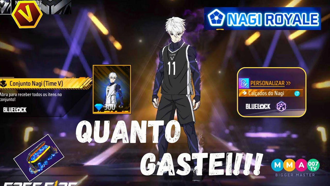 PEGANDO O CONJUNTO NAGI BLUELOCK, TOKEN ROYALE FREE FIRE- NOVIDADES ...