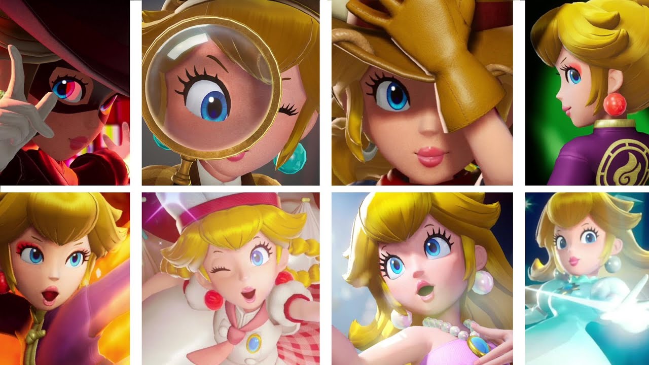 Princess Peach: Showtime! All Outfit Transformation Cutscenes - YouTube