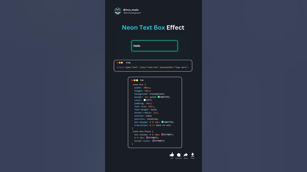 Neon Text Box Effect Using Html and Css - YouTube