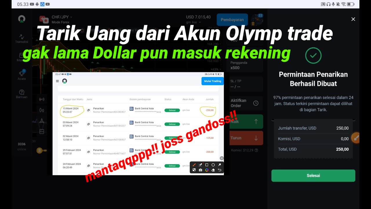 Cara withdraw / Tarik Uang di Olymp Trade - YouTube