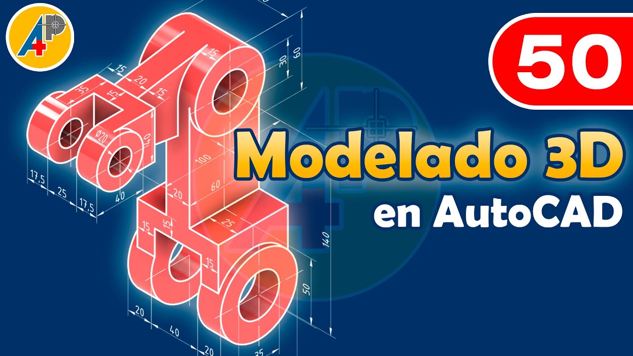 Dibujo de sólidos 3D en AutoCAD - Ejercicio 50 - YouTube