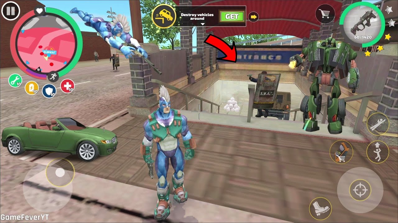 Rope Hero Vice Town (Rope Hero Jumped Army Jeep in Metro Tunnel ...