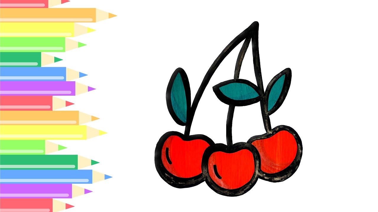 HOW TO DRAW CHERRIES STEP BY STEP / DRAWING AND COLORING - YouTube