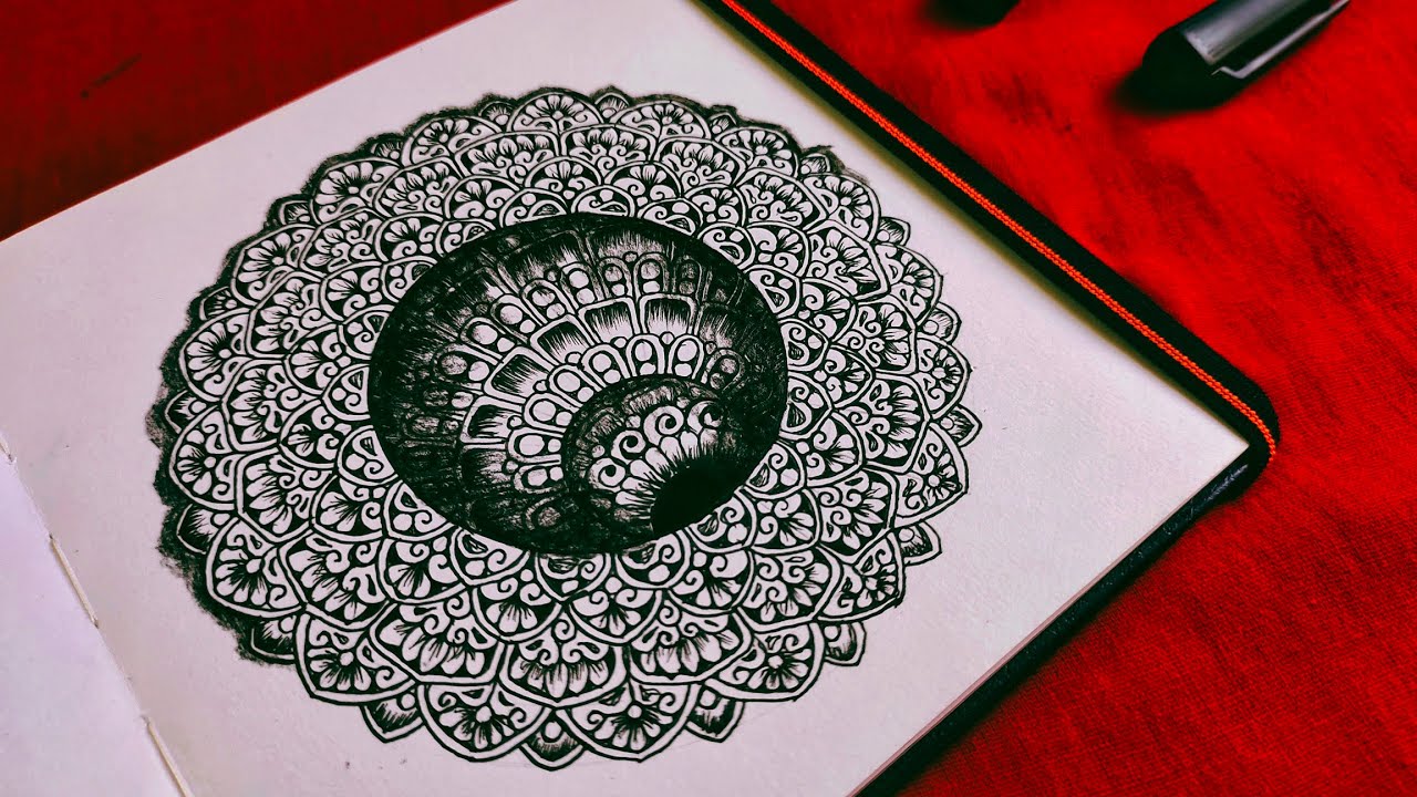 How to draw mandala art | 3D Mandala Art | 3D Zentangle Art | 3D Doodle ...