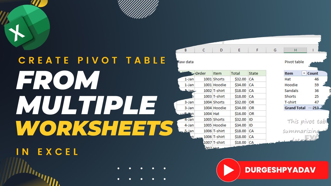 How To Create A PivotTable In Excel Using Multiple Worksheets YouTube How To Create A PivotTable In Excel Using Multiple Worksheets YouTube