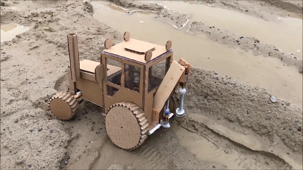 DIY Cardboard Tractor with Drill Rig - YouTube