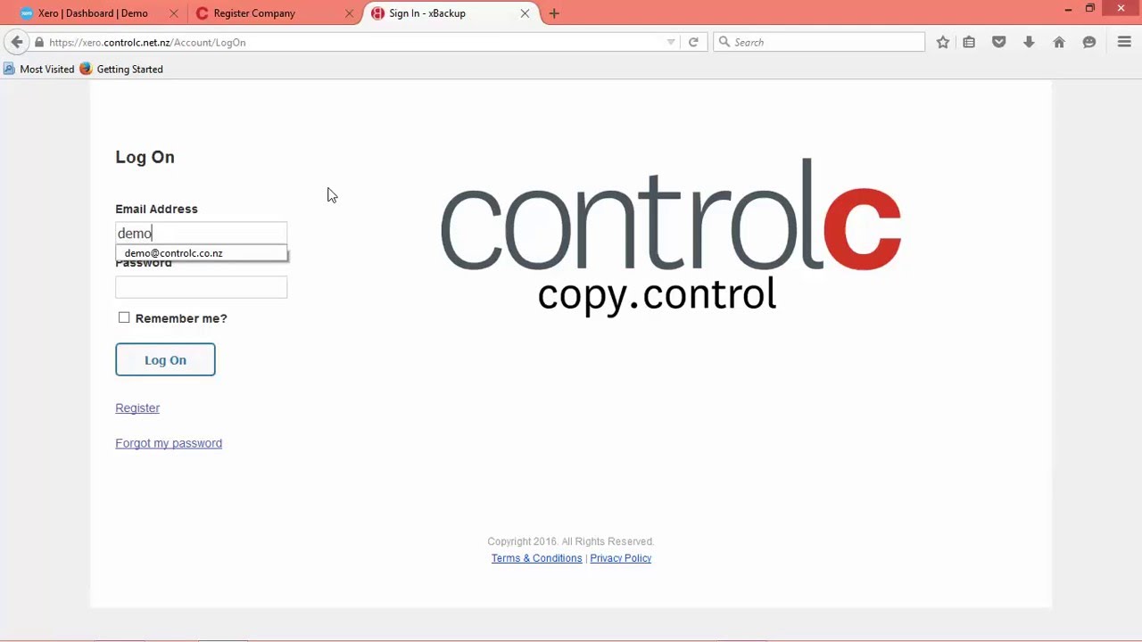 controlc - registering and adding a Xero organisation to backup - YouTube