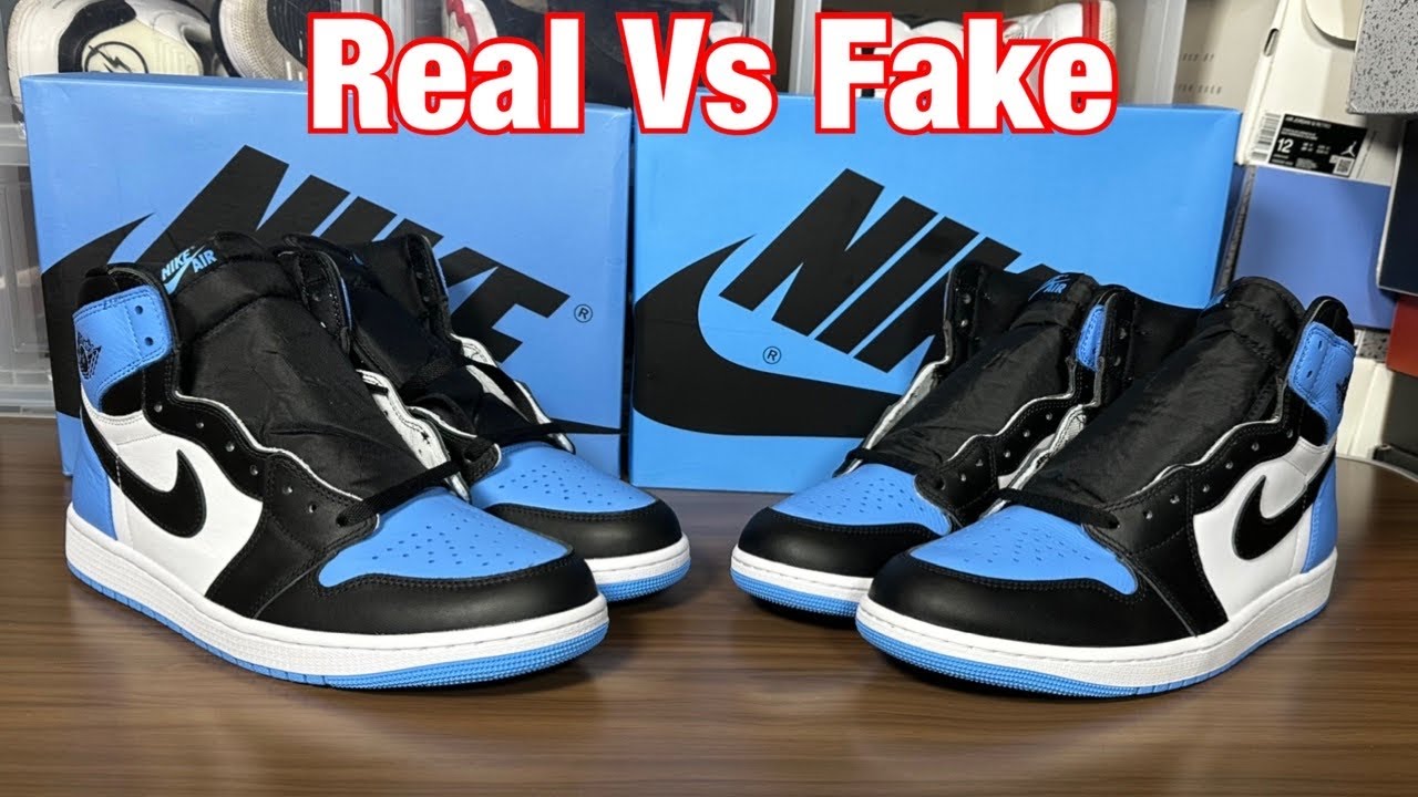 Air Jordan 1 UNC Toe Real Vs Fake Review W/blacklight and weight ...