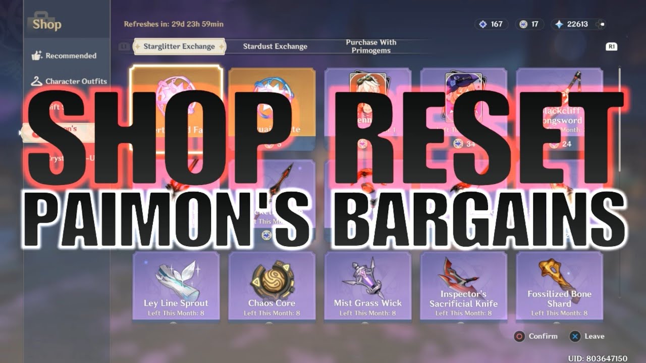 Genshin Impact SHOP RESET PAIMON'S BARGAINS for November 2021 - YouTube