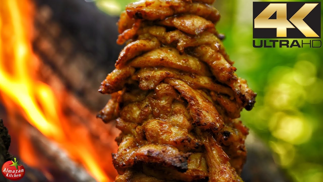 Gyros On a Rope (4K) - Primitive Cooking ASMR - Must See! - YouTube