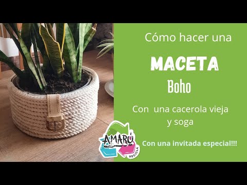 Cómo hacer una Maceta boho reciclando sogas, cacerola y un colador ...
