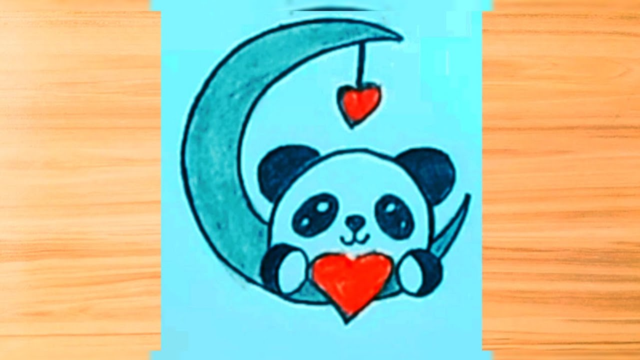 How to draw cute panda on moon | Panda drawing | Easy Drawing - YouTube