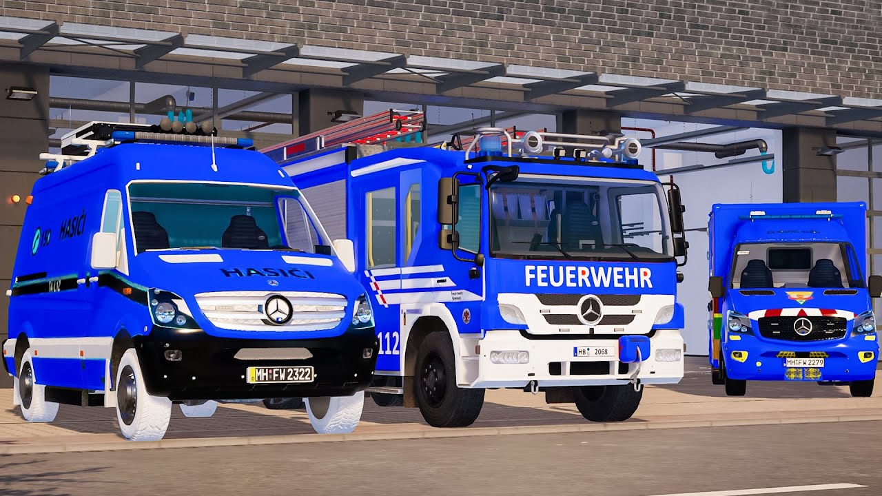 Blue Emergency Call 112 - German Firefighter, Ladder Truck and ...