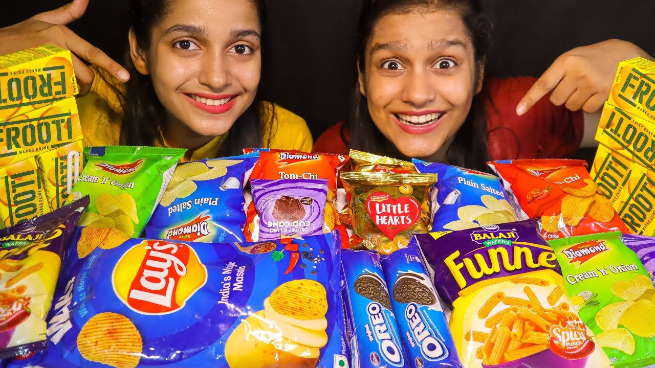 INDIAN SNACKS EATING CHALLENGE | OREO, LAYS CHIPS, FROOTI | TRYING ...