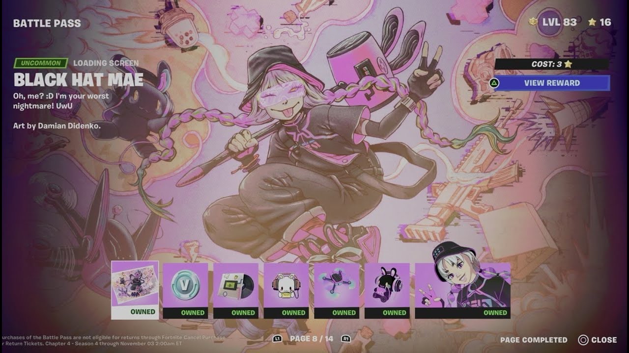 How To Unlock Black Hat Mae Loading Screen In Fortnite Battle Pass