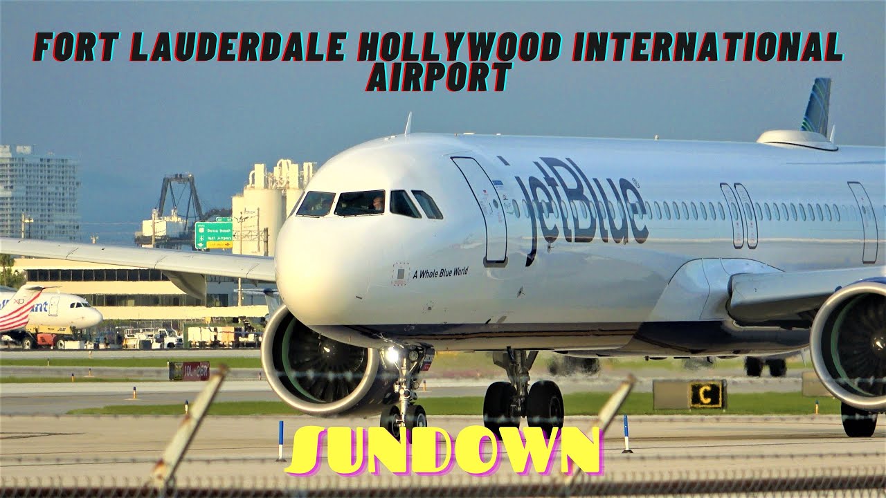 [4K] PLANE SPOTTING Sundown Runway 10L FORT LAUDERDALE HOLLYWOOD INTL ...