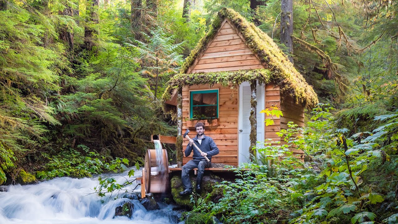 Building an Off-Grid Secret Cabin with No Power Tools! - YouTube