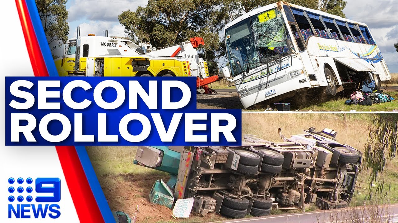 Truck rolls on same road where horror school bus crash occurred in ...