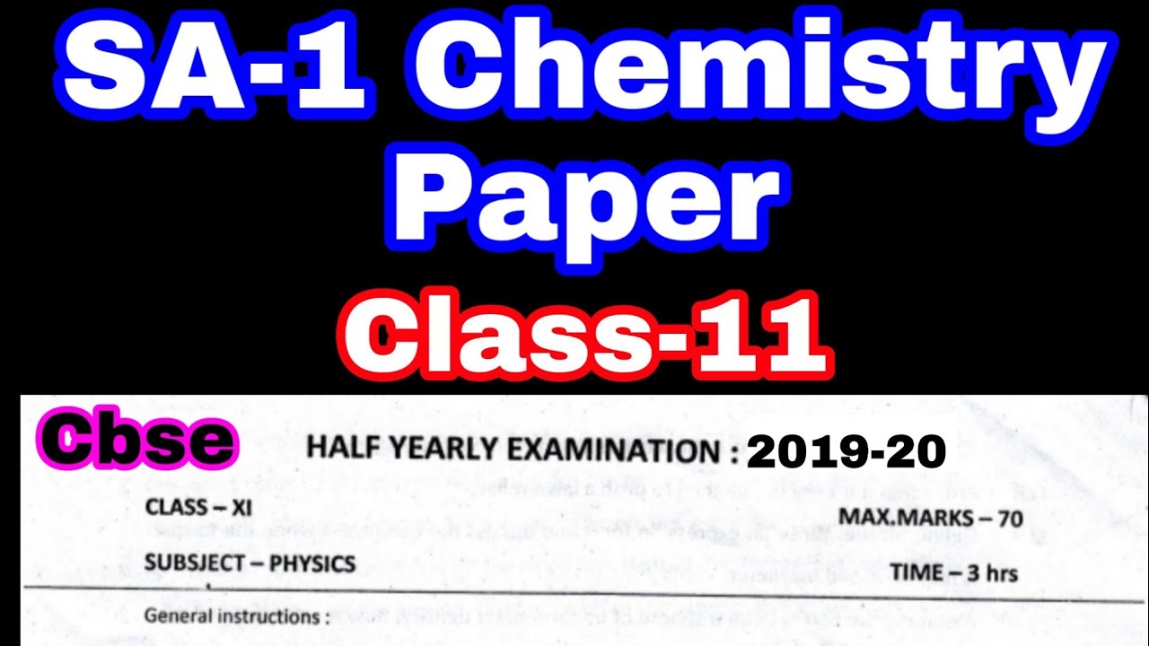 Term-1(Half yearly) Question Paper Class-11 Chemistry for 2019-20 Cbse ...