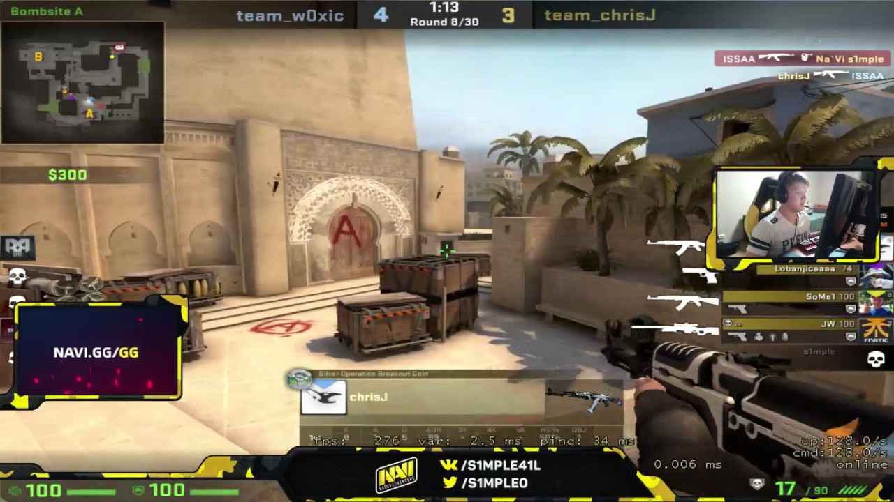 s1mple, ChrisJ, JW vs Flusha, Edward CS:GO [FACEIT] MIRAGE - YouTube