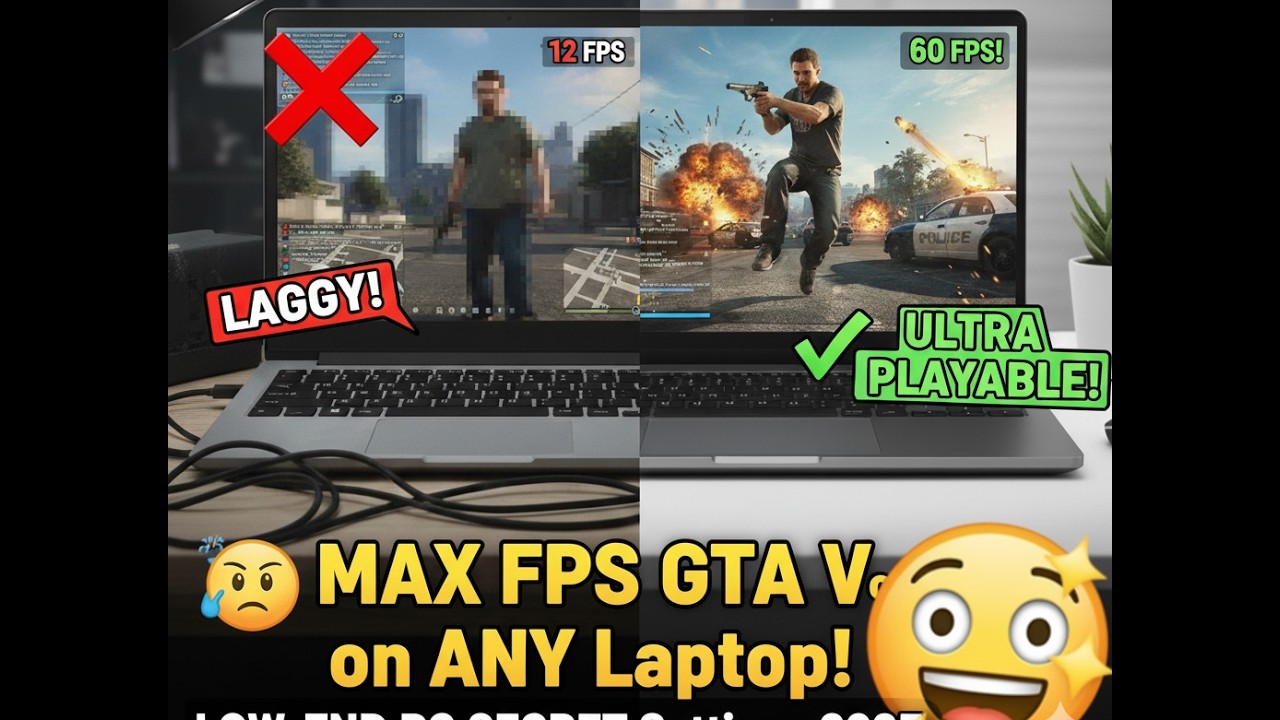 🤯 MAX FPS GTA 5 On ANY Laptop! (Low-End PC SECRET Settings) 2025 - YouTube