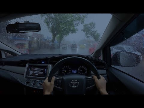 Driving In The Rain  | Car & Rain Sounds with Windshield Wipers