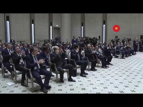 Cumhurbaşkanı Erdoğan, Özbekistan Cumhurbaşkanı Mirziyoyev ile ortak basın toplantısında konuşuyor