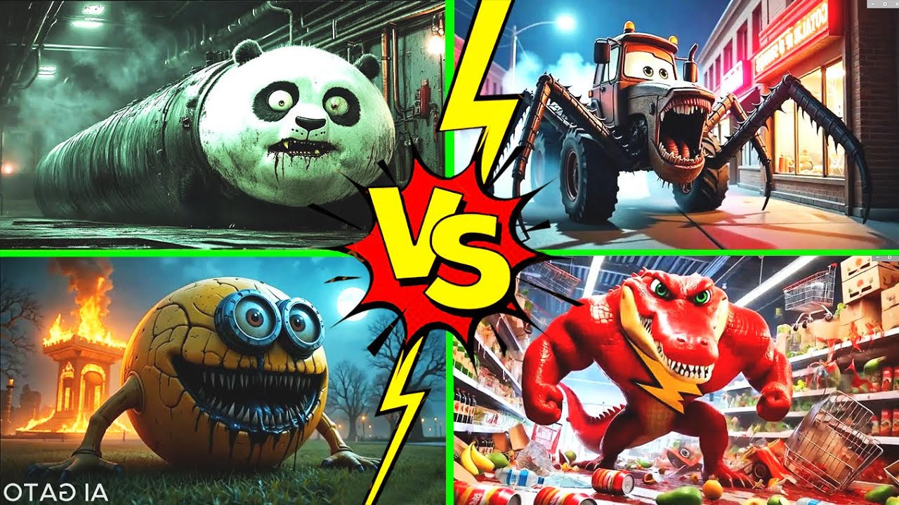 PANDA.EXE vs MCQUEEN CROCODILE vs PACMAN.EXE vs Tow Mater Head Eater ...
