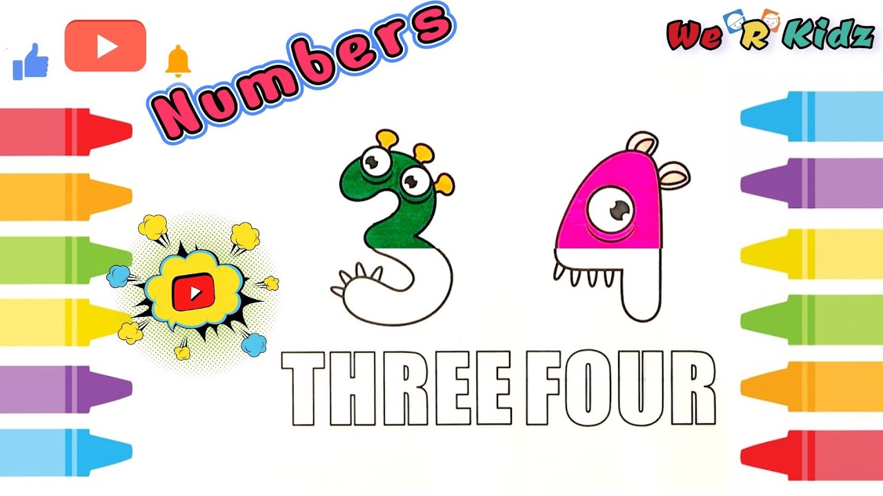 Number 3 And 4 | Three And Four | Coloring And Drawing | Learn the ...