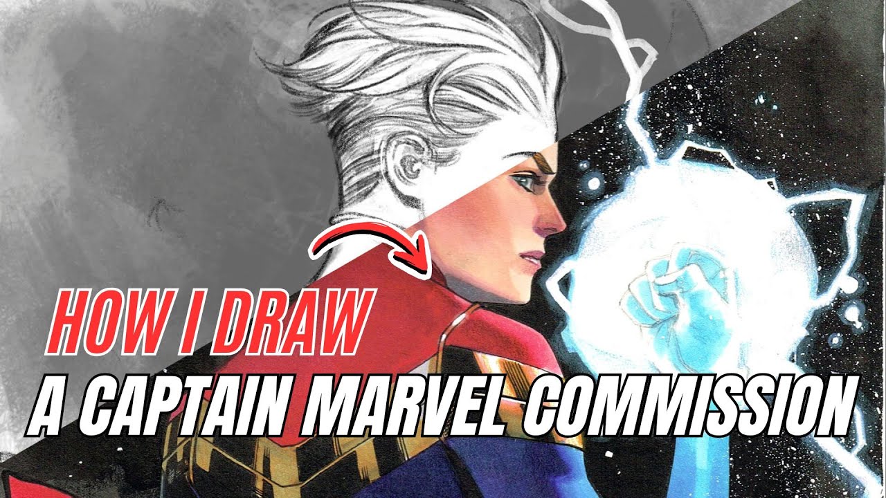 How I draw Captain Marvel (inking process video) PART 1 - YouTube