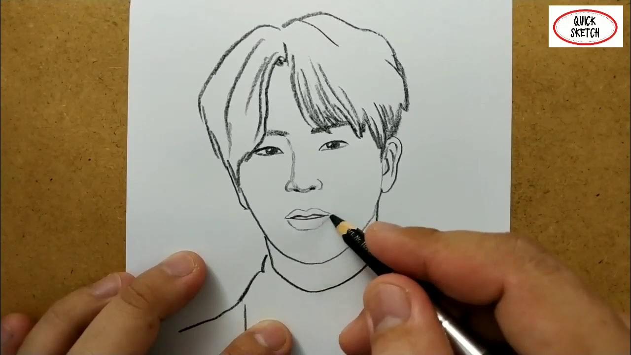 VERY EASY, how to draw BTS kpop boyband / quick sketch - YouTube