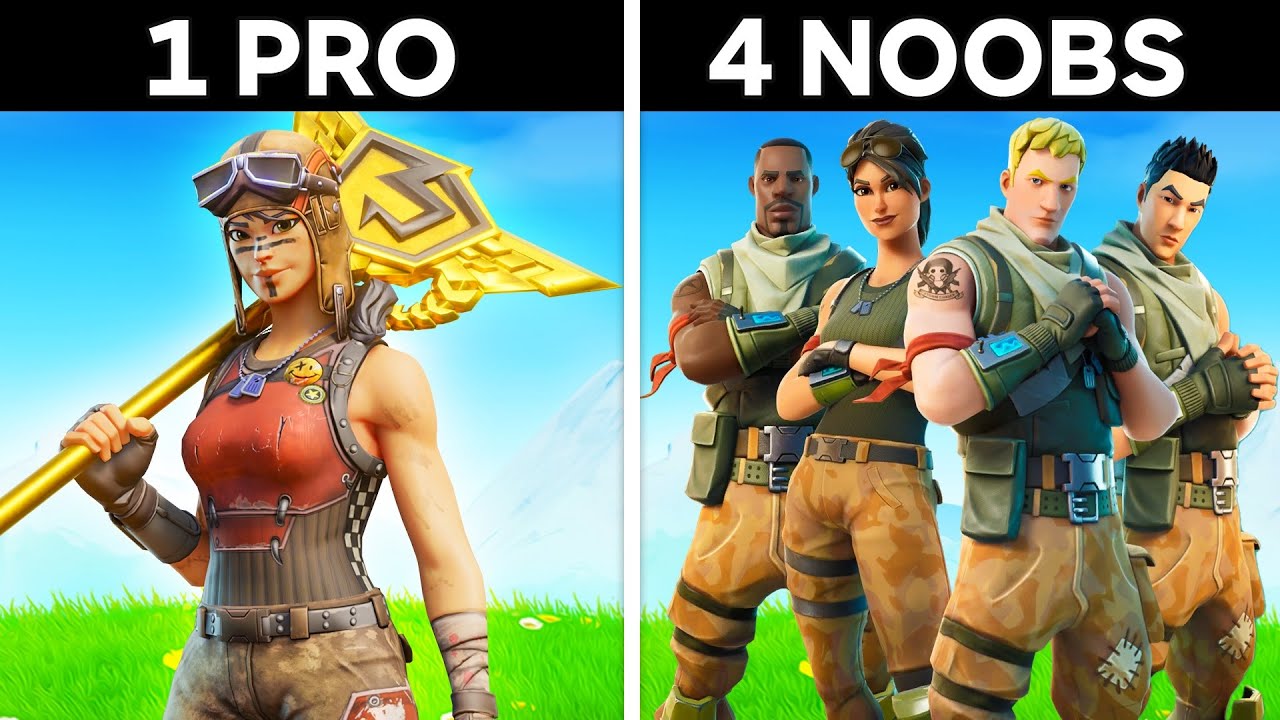 Can 4 Noobs Beat 1 Fortnite Pro? - YouTube