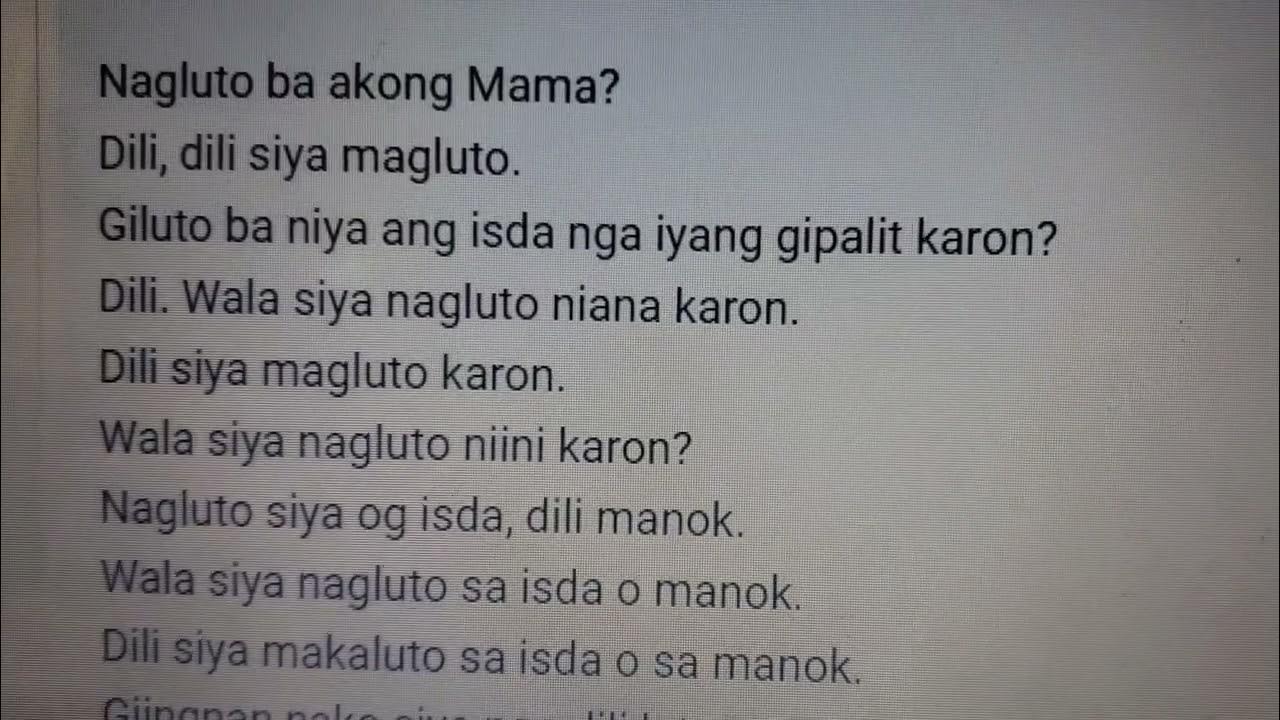 Learn Bisaya Cebuano #185: Is Fe cooking? Yes,she'll be cooking ...