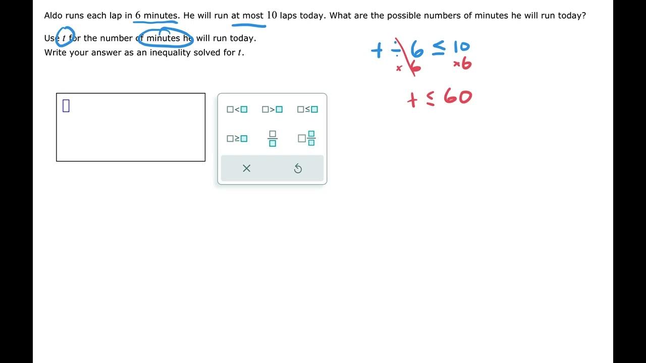 Solving a word problem using a one-step linear inequality (ALEKS examples) - YouTube