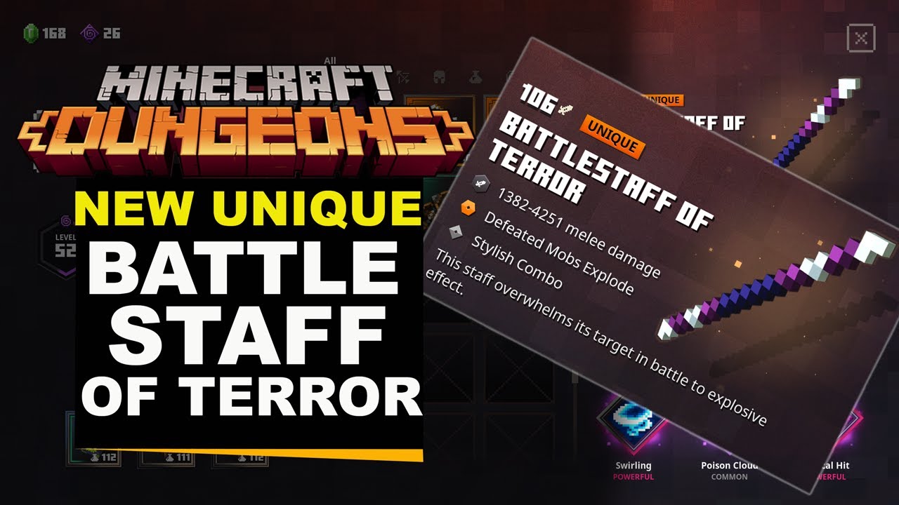 Minecraft Dungeons - NEW Battlestaff of Terror | Unique Weapon (Jungle ...