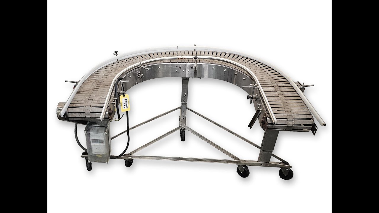 Used 180 degree Curve Plastic Belt Conveyor - 12" wide - YouTube