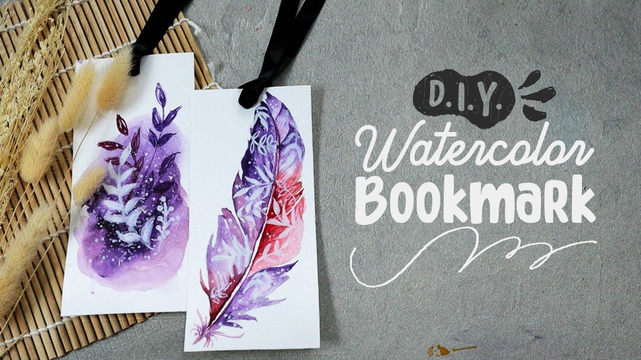 📚 Painting a BEAUTIFUL Feather Bookmark Using Watercolor | Easy ...