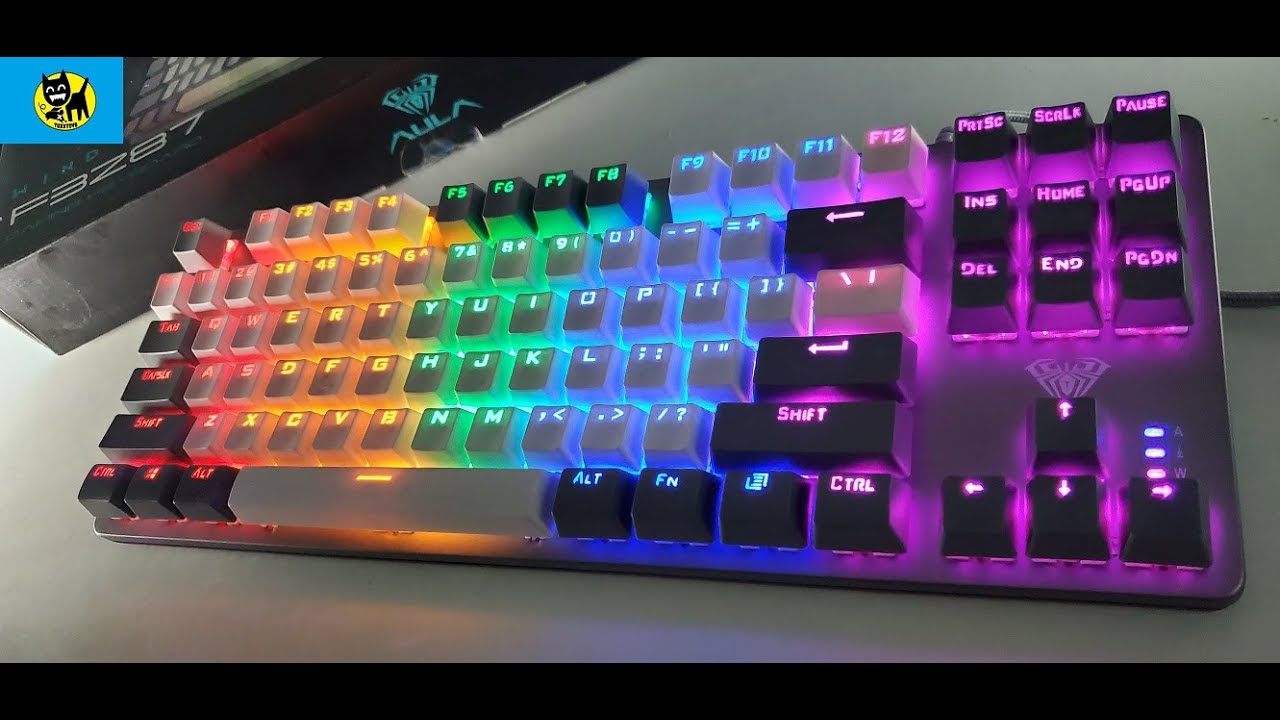 AULA F3287 Wired TKL Rainbow Mechanical Gaming Keyboard, 80% Compact 87 ...