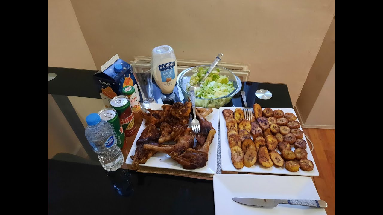 Recette ya makemba bakalinga na soso batumba na salade (fried plantain ...