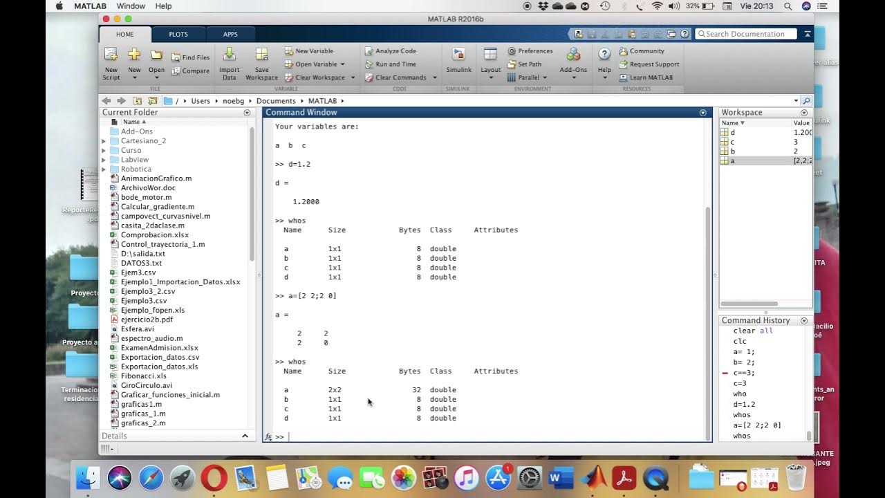 Who y whos MATLAB - YouTube