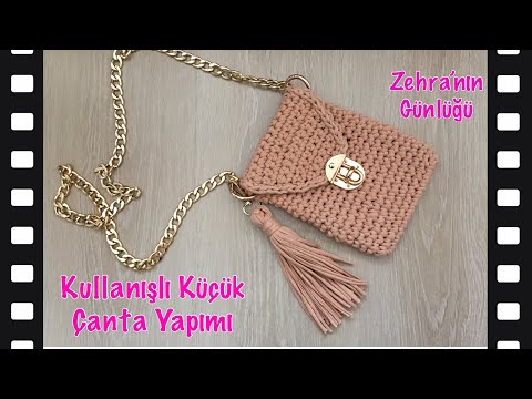 Penye İpten Küçük Kullanışlı Çanta Yapımı-Penye İpten Telefon Çantası Yapımı-En Şık Çanta Modelleri
