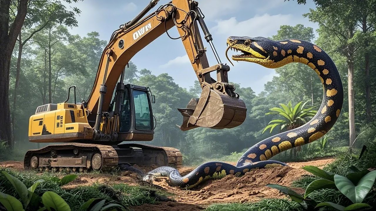 Excavator Working In The Forest And Shocking Encounter With Giant ...